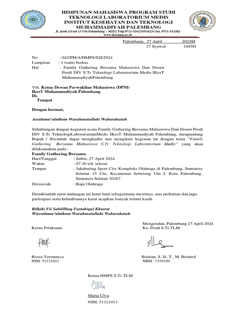 Undangan Family Gathering Bersama Tlm. Ketua DPM - 101349 | PDF ...