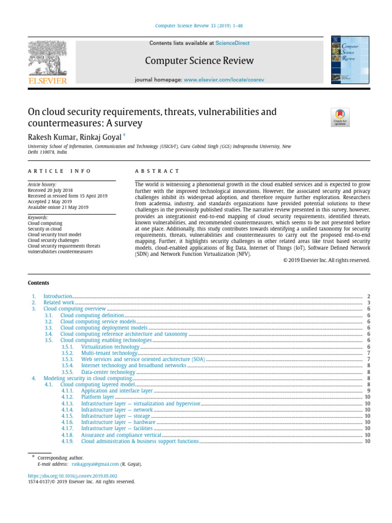 On Cloud Security Requirements Threats Vulnerabilities And