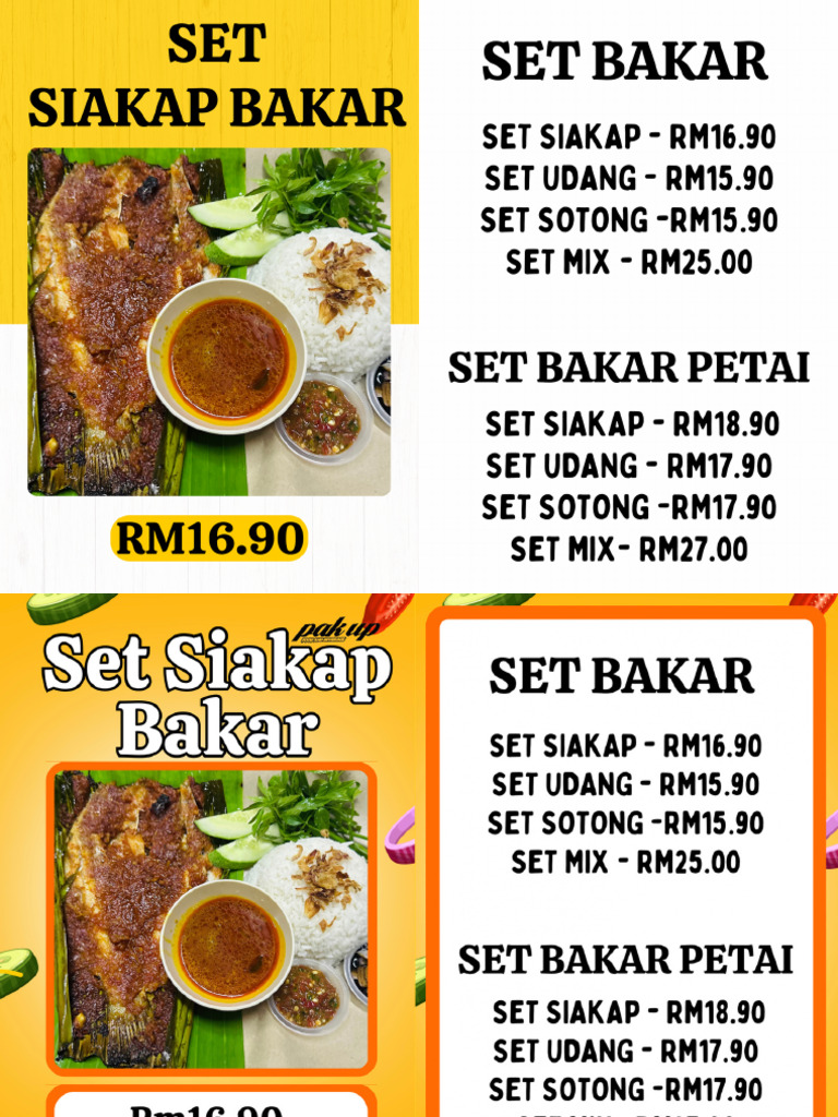 Yellow Illustrated Burger A4 Landscape Menu | PDF