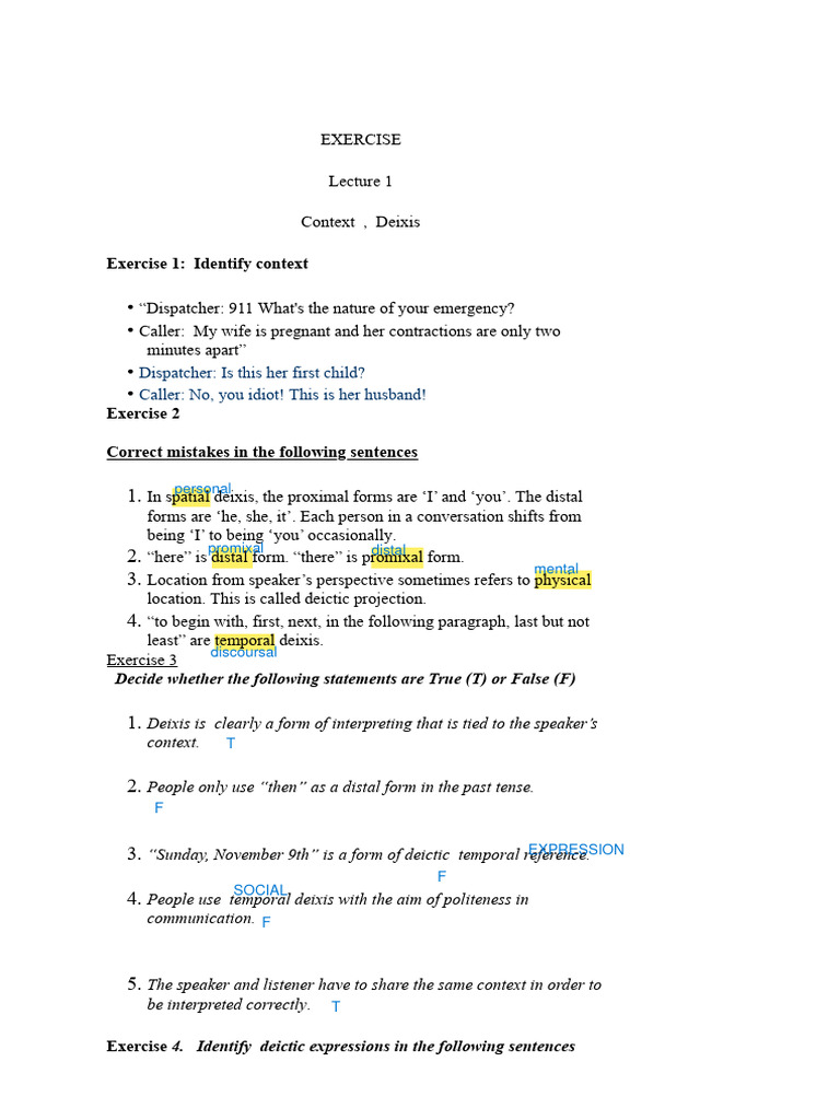 Pragmatics Exercise | PDF | Linguistics | Grammar