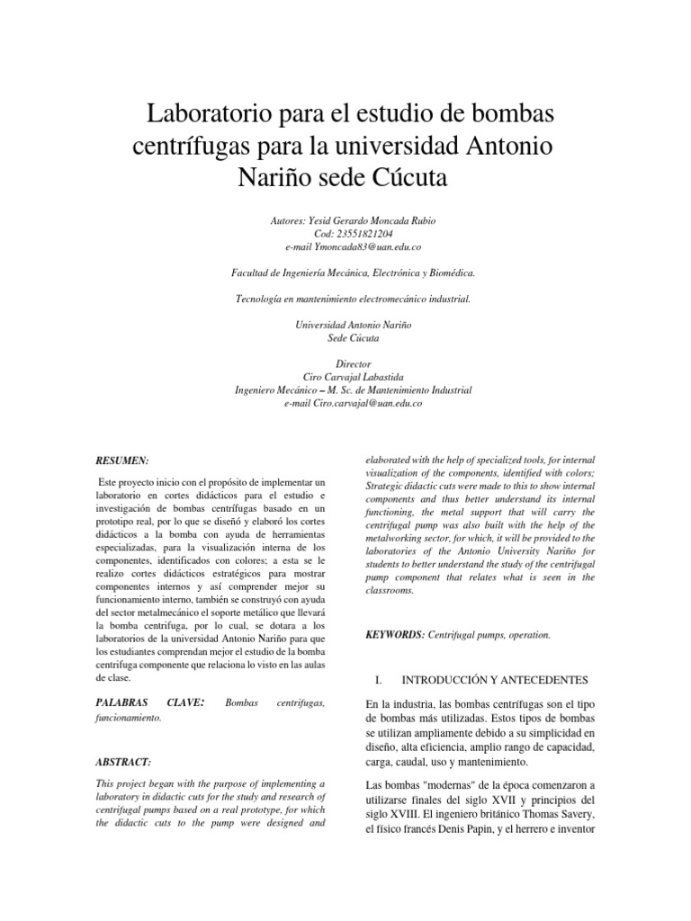 2021 Yesid Gerardo Moncada Rubio | PDF | Bomba | Rodamiento (Mecánico)