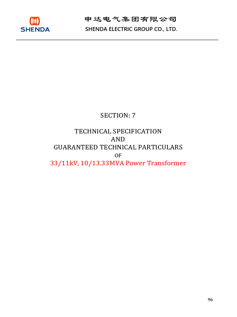 2-TSP- Technical Specification and GTP Section-7-盖章 | PDF | Transformer ...