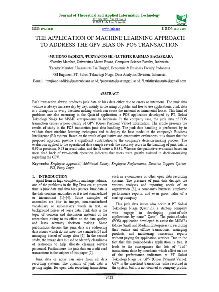 6Vol99No14 2021 JATIT | PDF | Logistic Regression | Machine Learning
