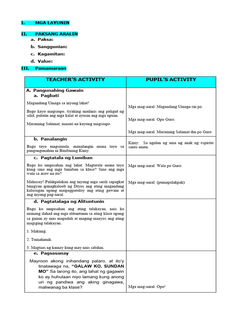 LP Format Tagalog | PDF