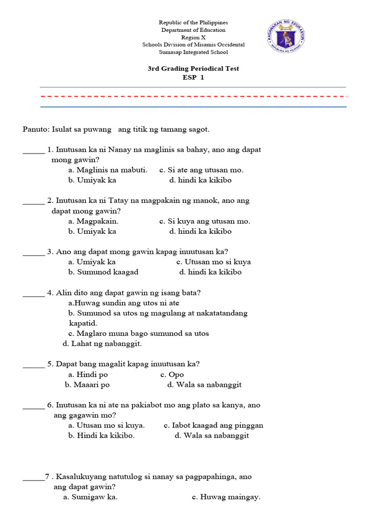ESP1 - 3rd Q - PT | PDF