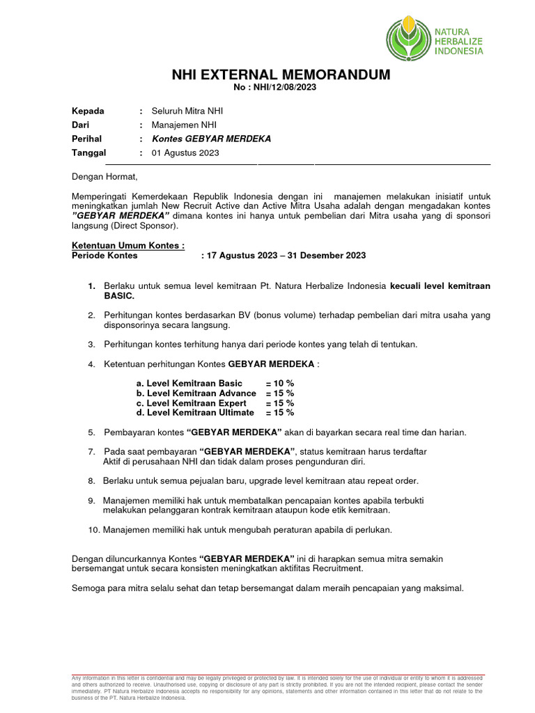 Gebyar Merdeka Memo | PDF