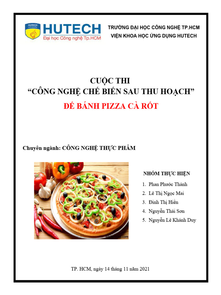 ĐẾ BÁNH PIZZA CÀ RỐT CUỘC THI CÔNG NGHỆ CHẾ BIẾN SAU THU HOẠCH | PDF