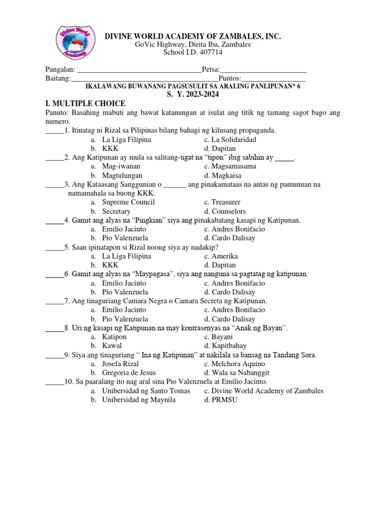 Grade 6 Monthly Exam Papers | PDF | Grammatical Gender | Rhythm