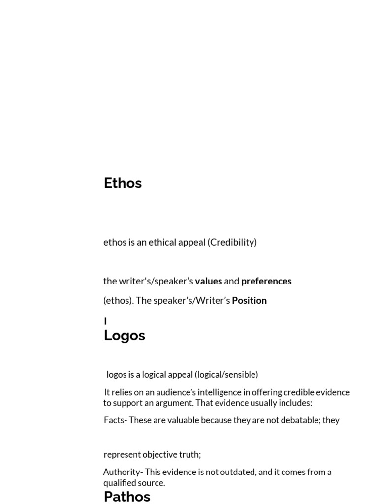Ethos,logos,pathos | PDF | Logos | Persuasion