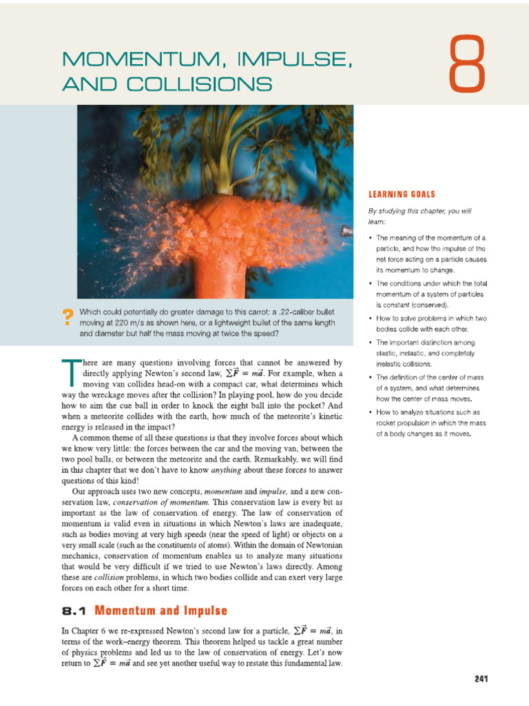 8 - Momentum, Impulse, and Collisions | PDF