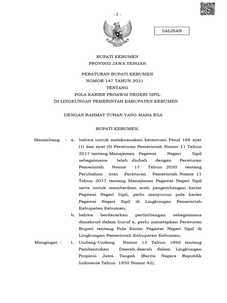 Pola Karier PNS di Kebumen 2021 | PDF