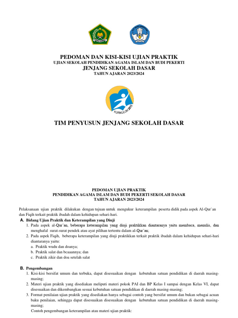 Pedoman Dan Kisi-Kisi Ujian Praktik Pai | PDF Pedoman Dan Kisi-Kisi Ujian Praktik Pai | PDF