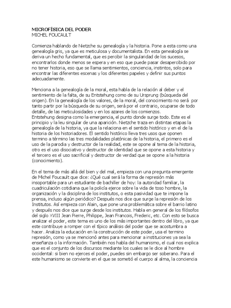 Microfísica Del Poder | PDF | Michel Foucault | Conocimiento