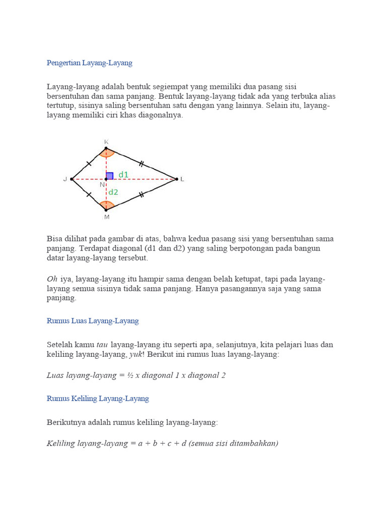 Pengertian dan Rumus Layang-Layang | PDF