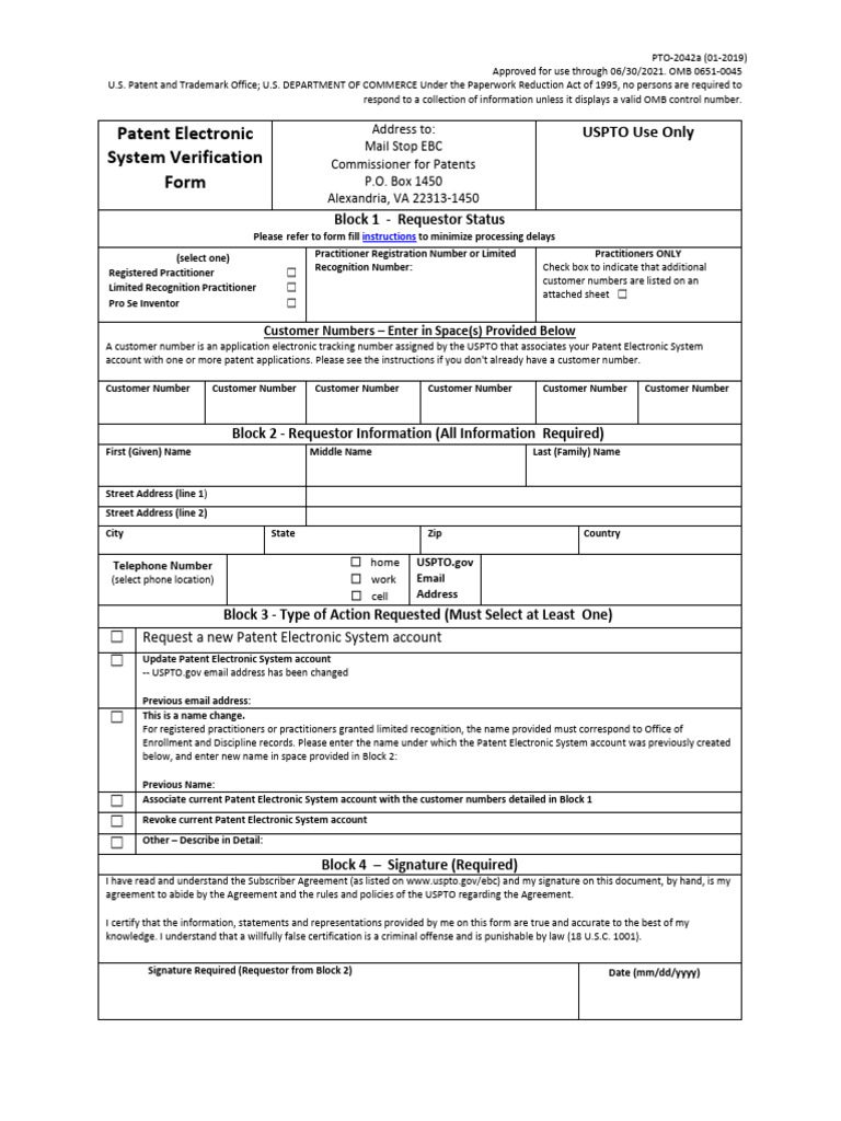 Patent Electronic System Form | PDF | United States Patent And ...