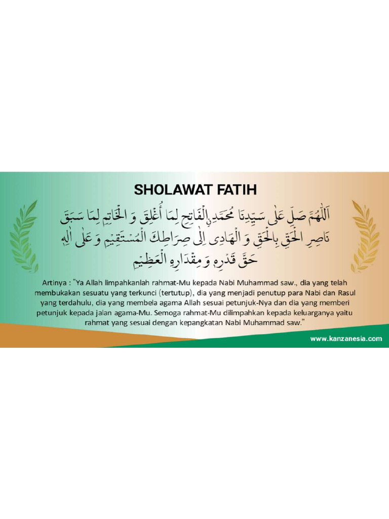 Sholawat Fatih Yang Asli Dan Artinya | PDF