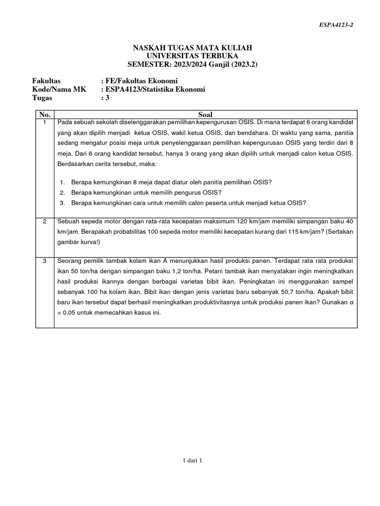 Soal Espa4123 Tmk3 2 | PDF