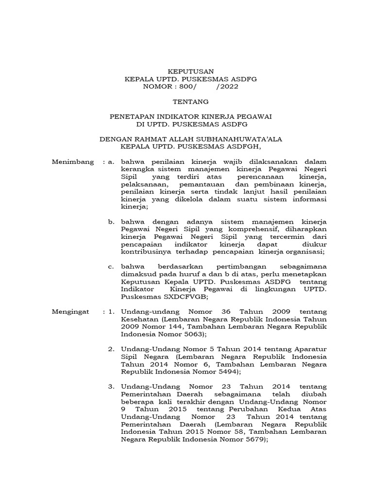 Indikator Kinerja Pegawai Puskesmas ASDFG | PDF | Teknologi & Rekayasa