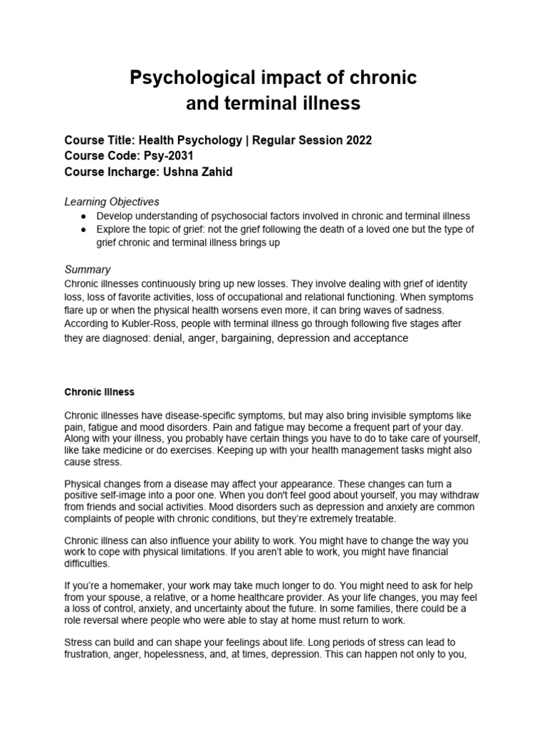 Grief in Chronic and Terminal Illness | PDF | Grief | Terminal Illness