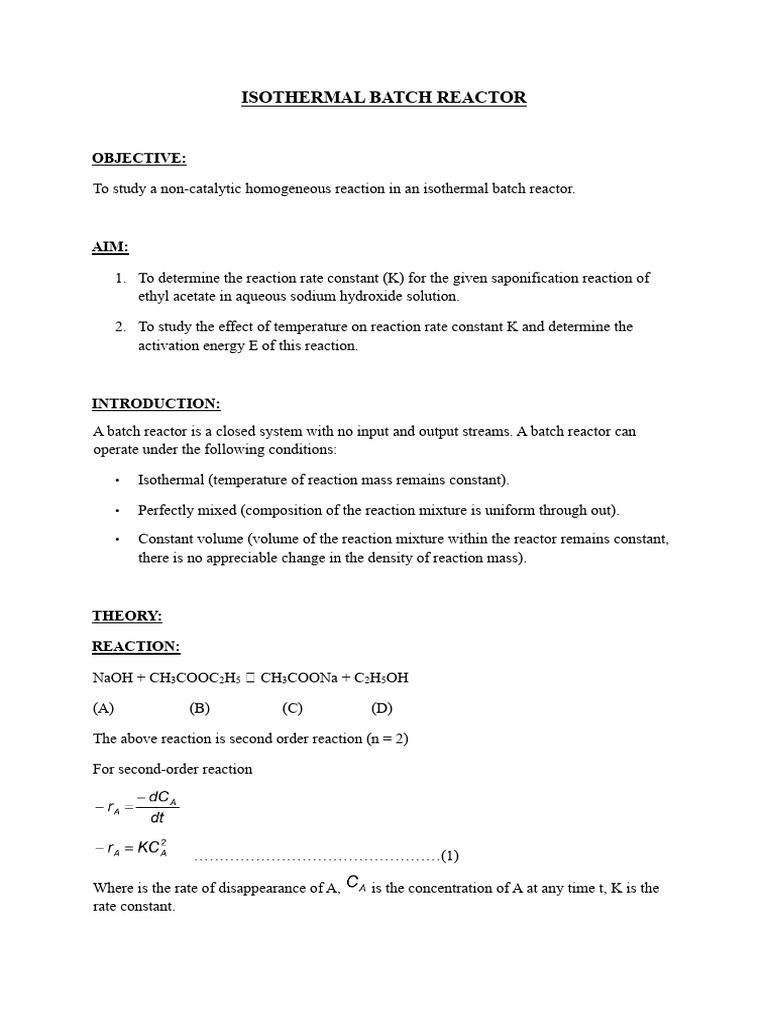 Ex-1 - Isothermal Batch Reactor-Mir Ahmed | PDF | Chemical Reactor | Sodium Hydroxide