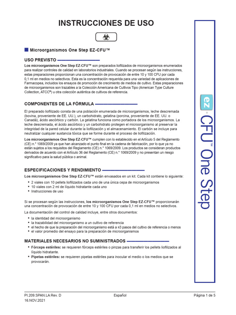 Spanish Latin American EZ-CFU One Step Product Insert | PDF ...