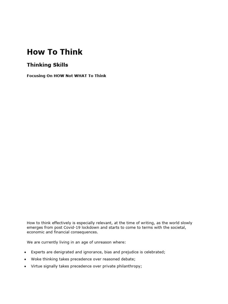 How To Think | PDF | Critical Thinking | Thought