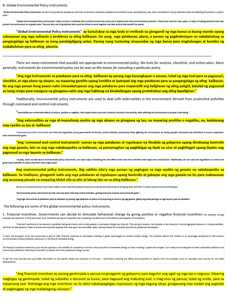Global Environmental Policy Instruments | PDF | Subsidy | Environmental ...