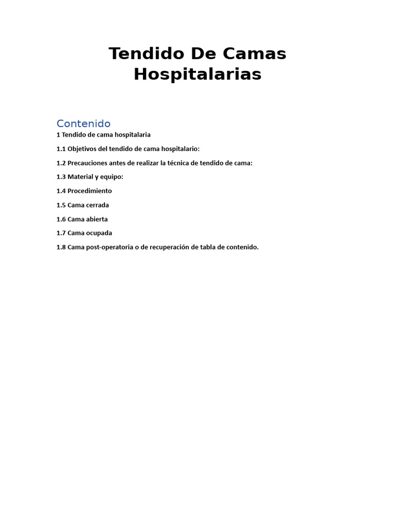 Tendido de Camas Hospitalarias: Guía Completa | PDF | Cama | Almohada