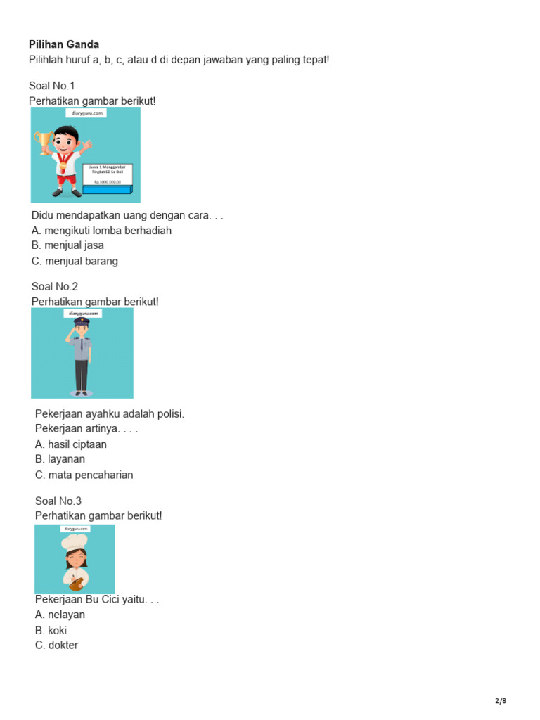 Soal Bahasa Indonesia Kelas 2 Bab 6 Bijak Memakai Uang2333 | PDF