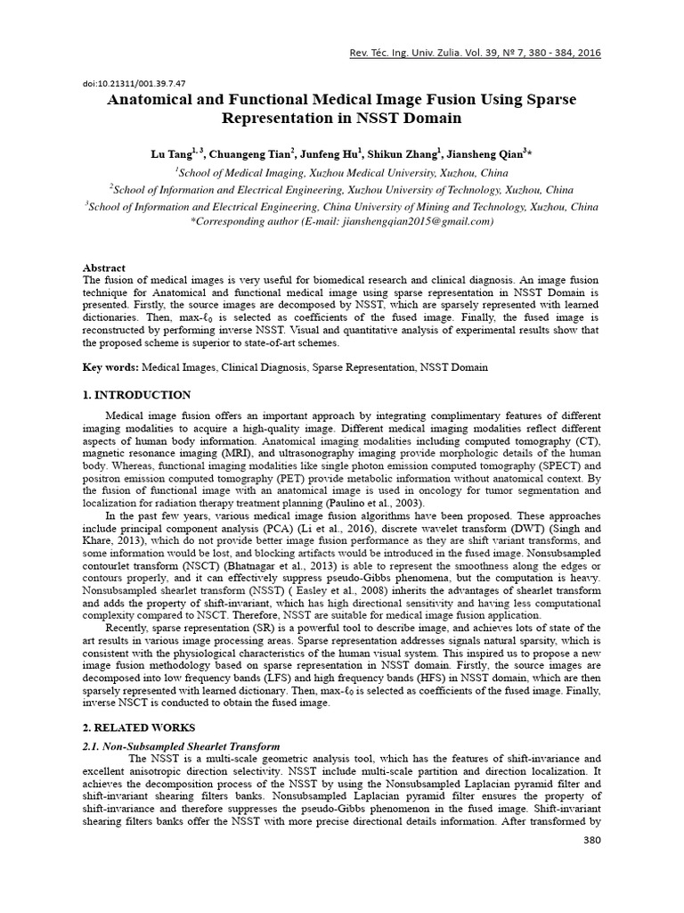 Anatomical and Functional Medical Image Fusion Using Sparse Representation in NSCT Domain | PDF ...