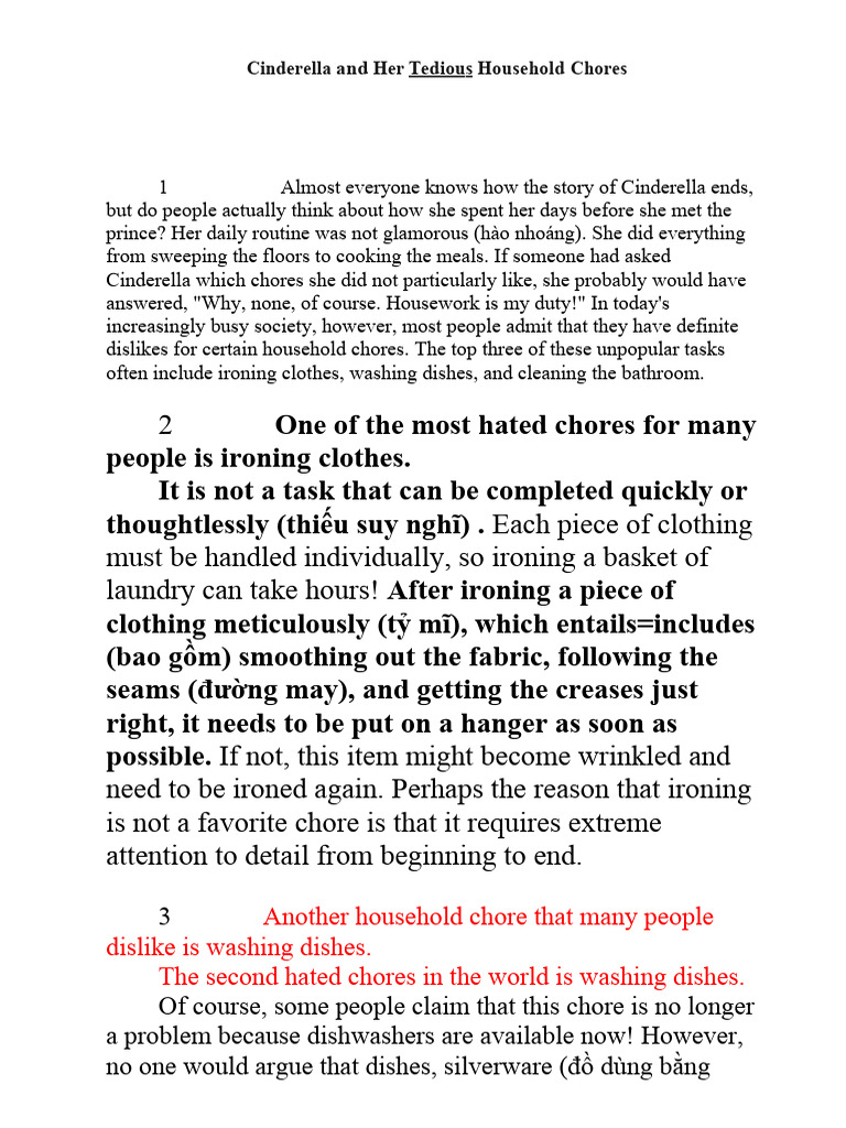 writing - tedious household chores | PDF | Housekeeping | Dishwasher