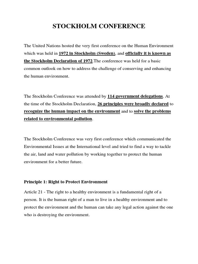 Stockholm Conference | PDF | Environmental Protection | Natural Environment