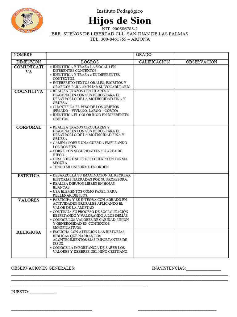 Boletin de Parvulo Segundo Periodo 2023 | PDF | Juan el apóstol | Jesús