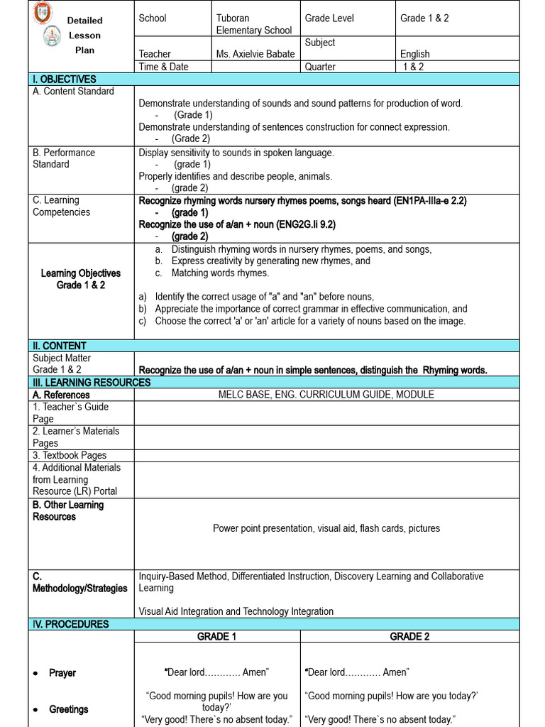 multigrade demo axel | PDF | Learning | English Language