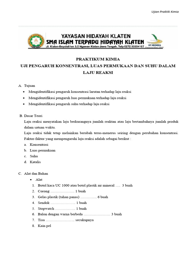 Prak Kim Xi Laju Reaksi | PDF