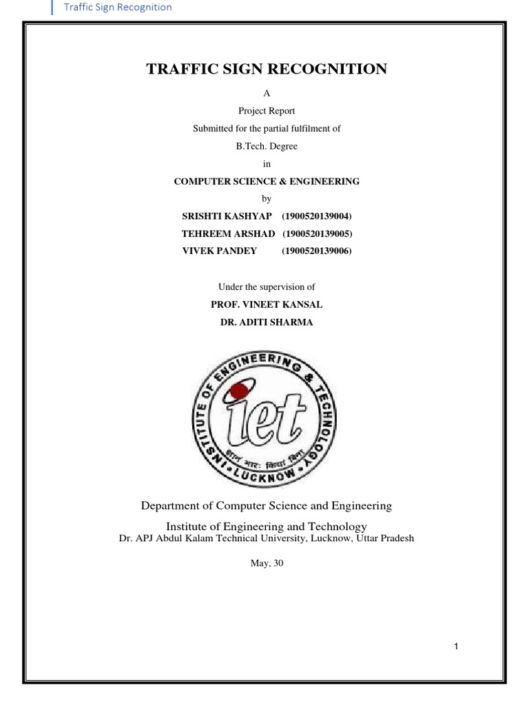 Traffic Sign Recognition Report Pdf Artificial Neural Network