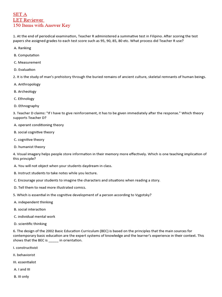 Let Reviewer Mo Set A Definition | PDF | Learning | Teachers