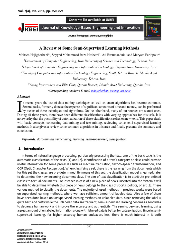 27 A Review of Some Semi Supervised Learning Methods | PDF | Cluster Analysis | Machine Learning