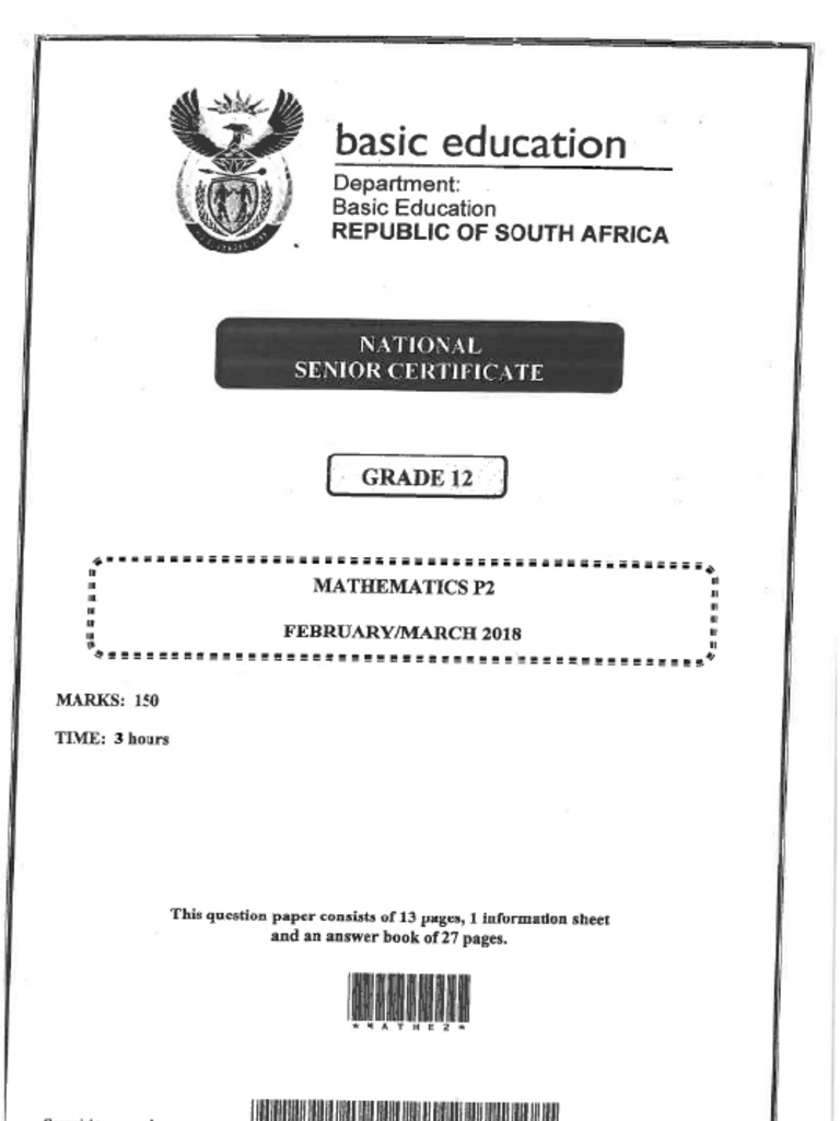 Grade 12 2018 February-March Maths Paper 2 | PDF