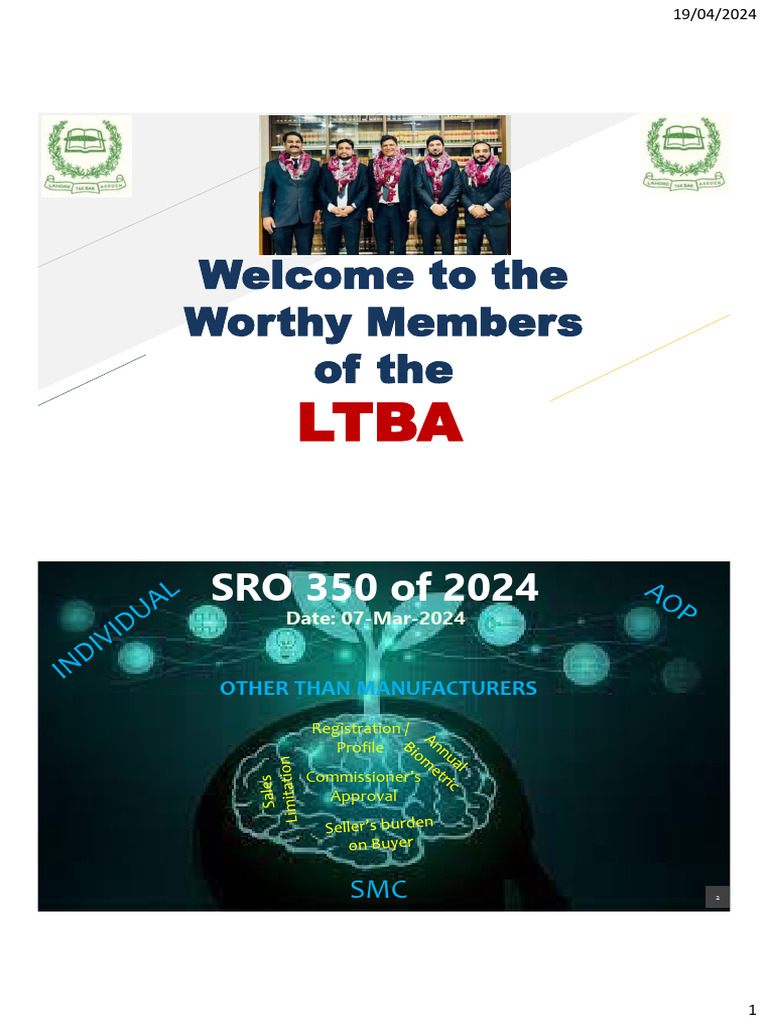 Presentation SRO 350 at LTBA 18-4-24 | PDF | Taxes | Government Finances