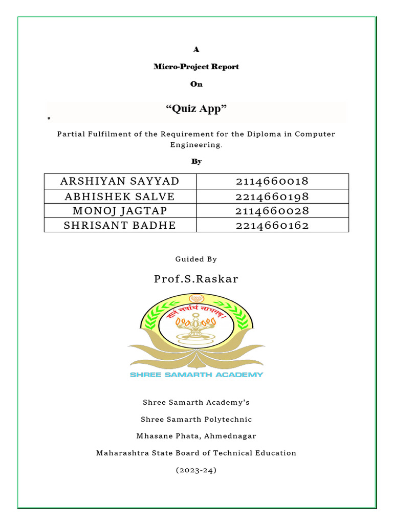MAD Micro Project | PDF | Android (Operating System) | Application Software