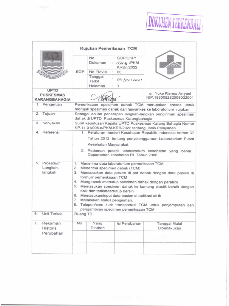 SOP PEMERIKSAAN TCM | PDF