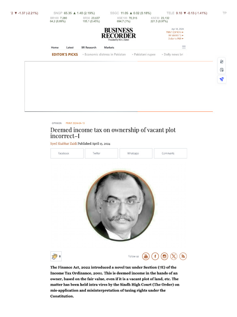 Deemed Income On Vacant Plot 1 | PDF