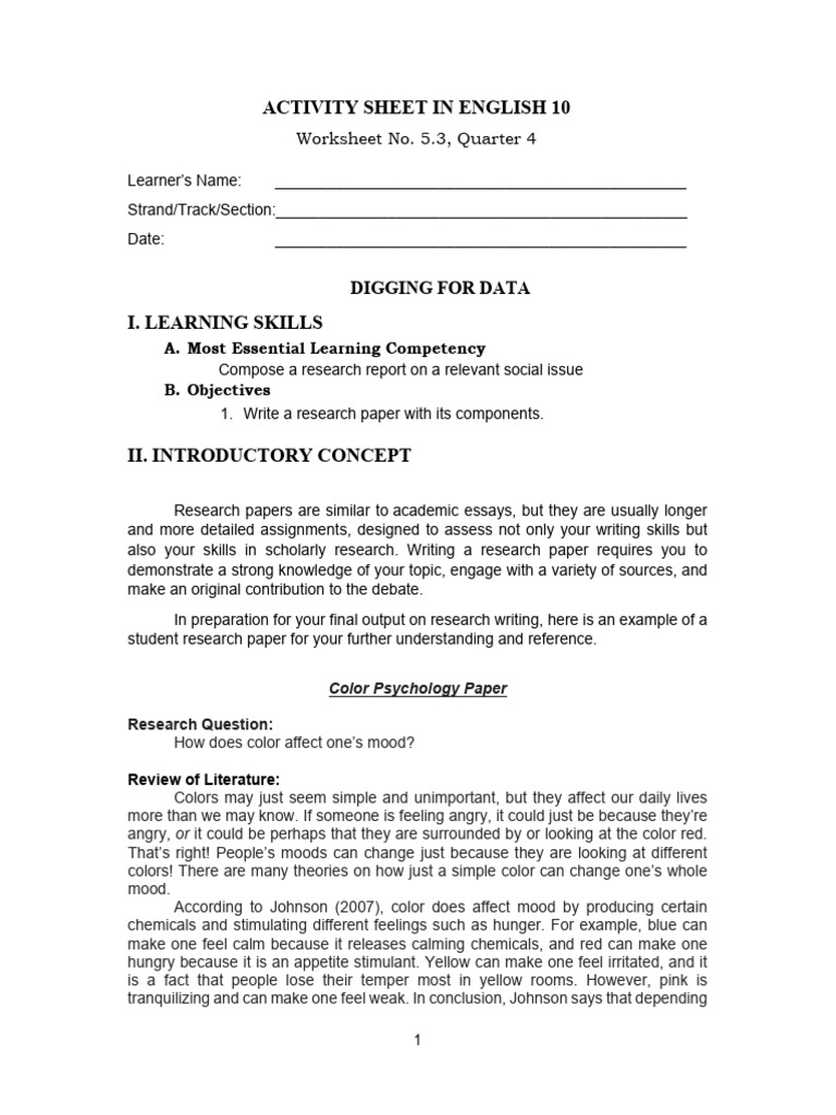 En10 Q4 Melc 5 Las 5.3 | PDF | Mood (Psychology) | Mental Health