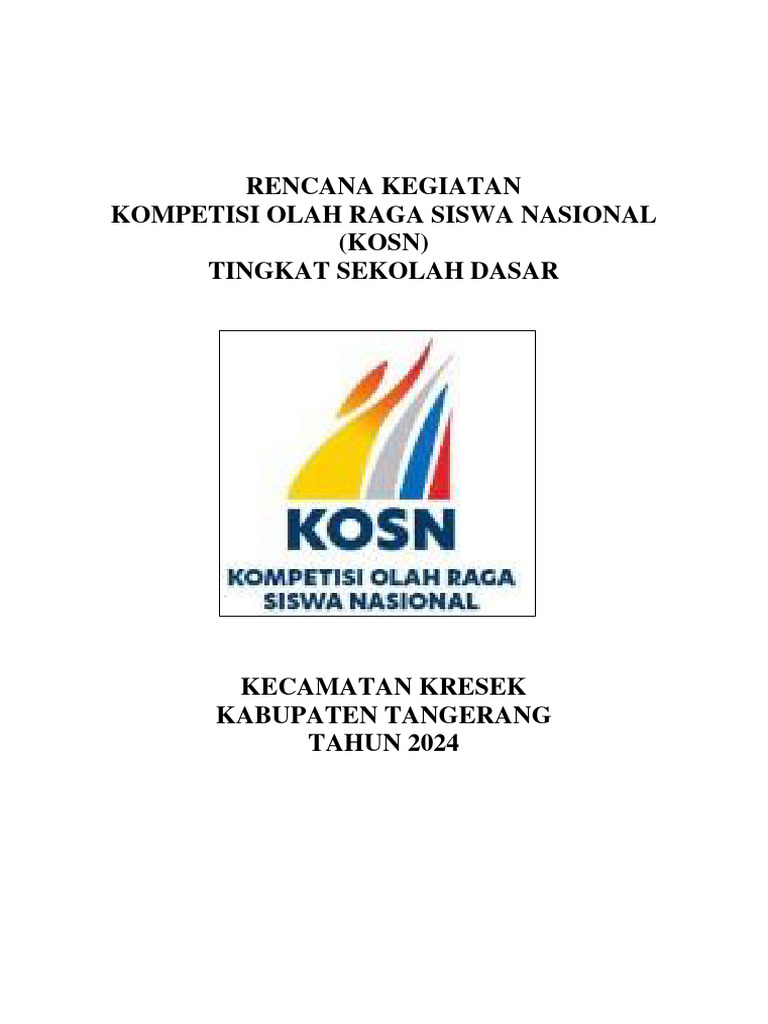 Rencana Kegiatan Kosn SD 2023 | PDF