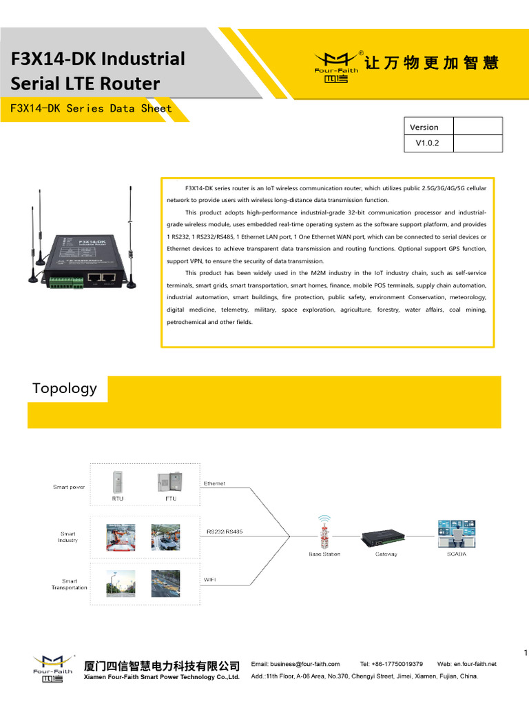 F3X14-DK Industrial Serial LTE Router Data Sheet v1.0.2 | PDF | High ...