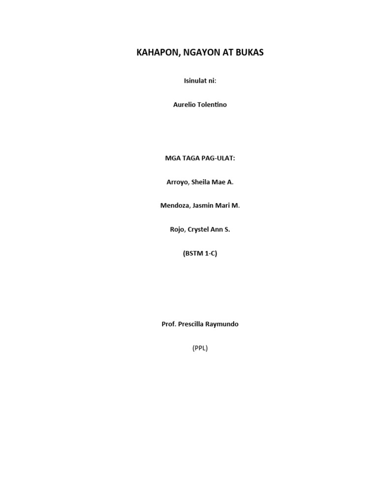 Kahapon Ngayon at Bukas | PDF