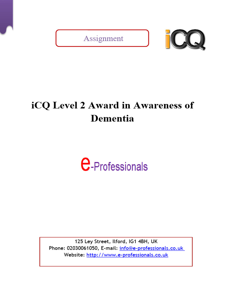 iCQ Level 2 Awarness of Dementia-Combined Workbook-2 | PDF | Dementia | Disability