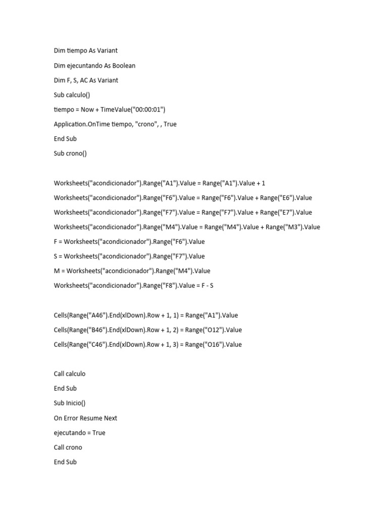 Dim Tiempo As Variant | PDF