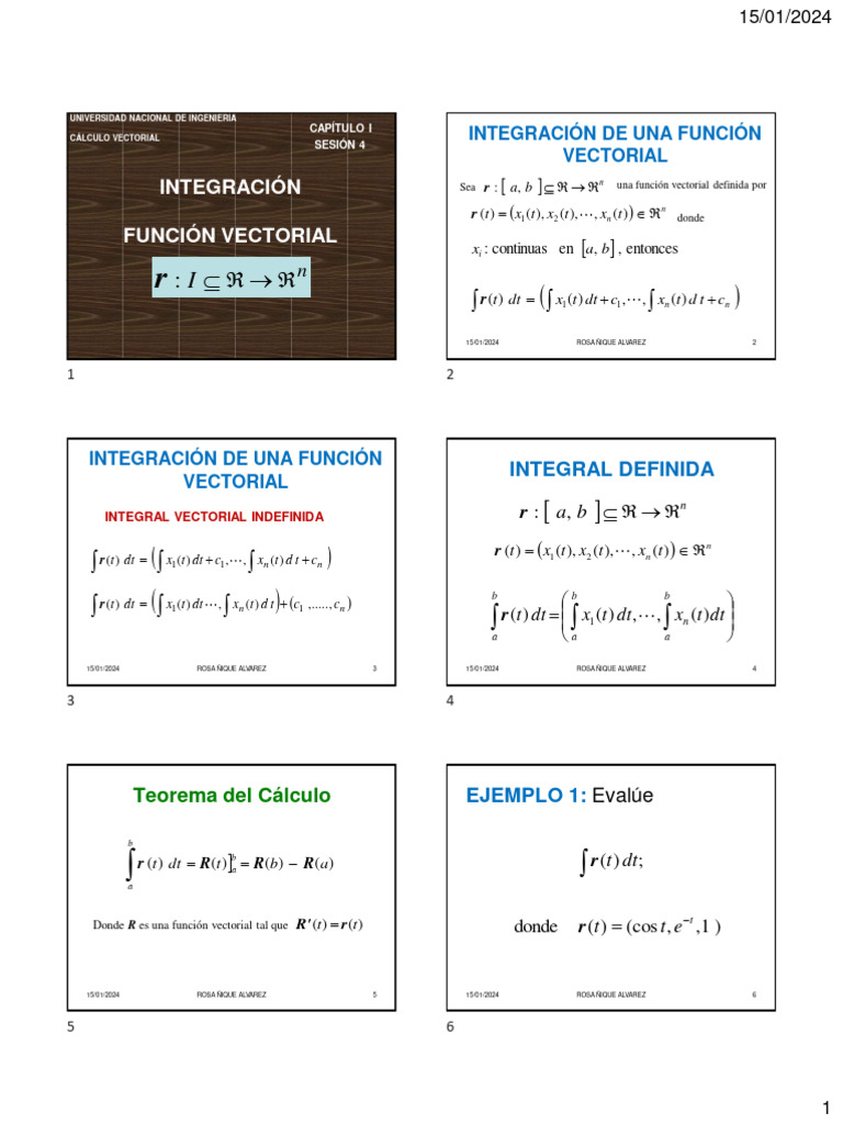 Integración de Funciones Vectoriales | PDF | Integral | Conceptos matemáticos